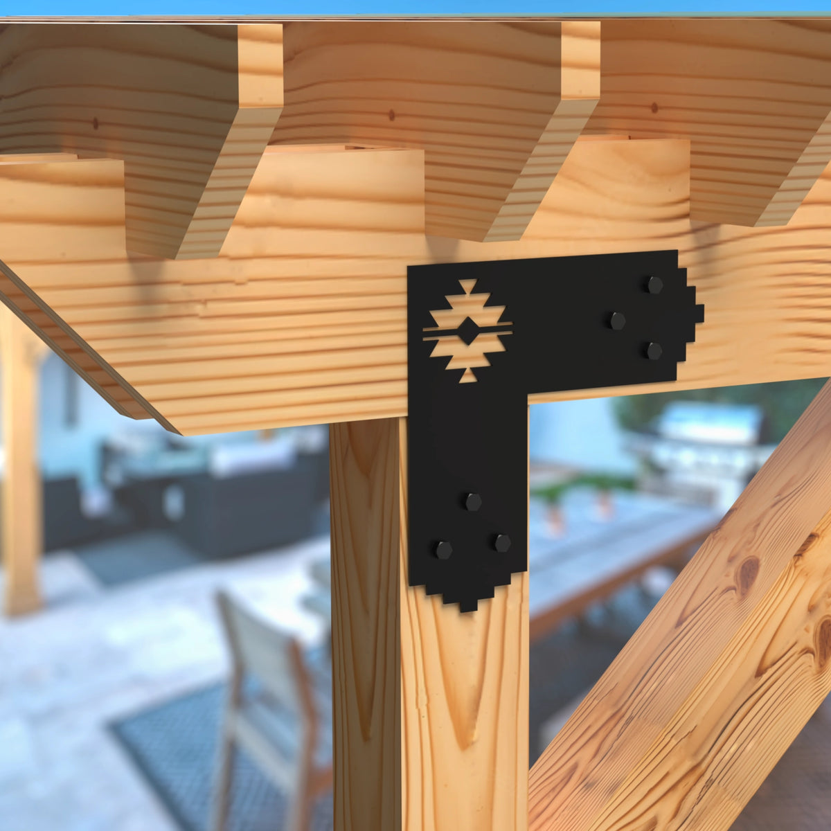 L Bracket - Aztec Style - For 4 Inch Lumber | Wood Post Brackets