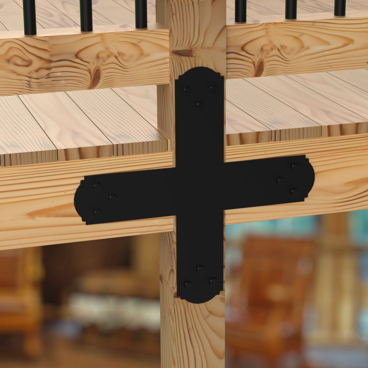 X Bracket - Crowned Style - For 4 Inch Lumber | Wood Post Brackets
