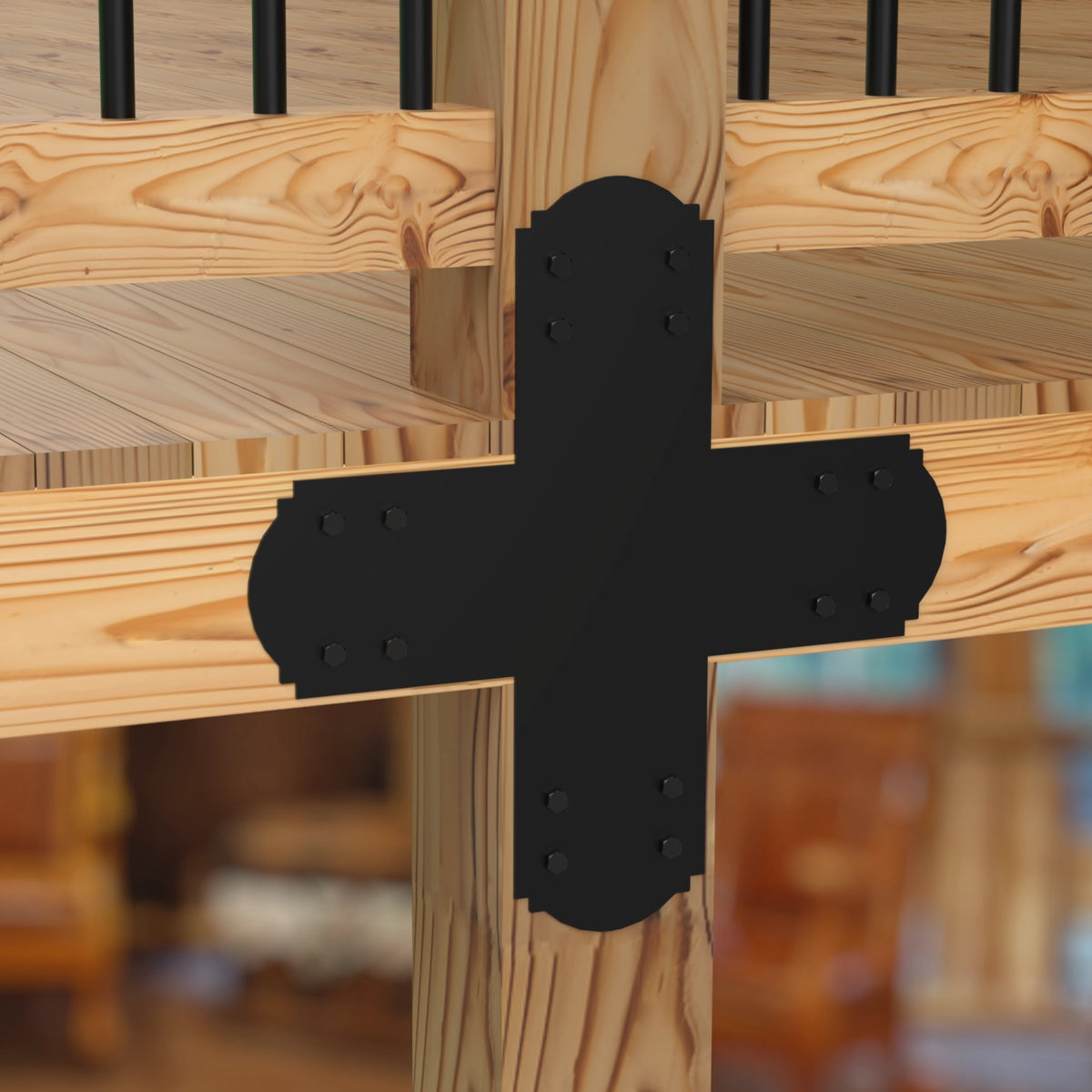 X Bracket - Crowned Style - For 8 Inch Lumber | Wood Post Brackets