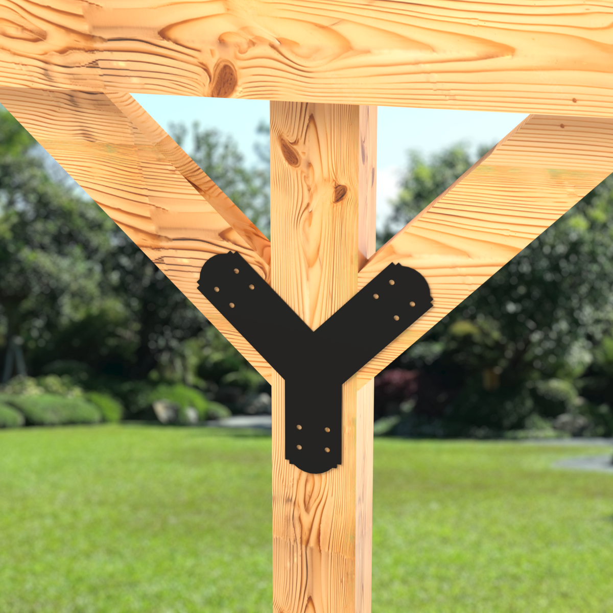 Y Bracket - Crowned Style - For 4 Inch Post | Wood Post Brackets