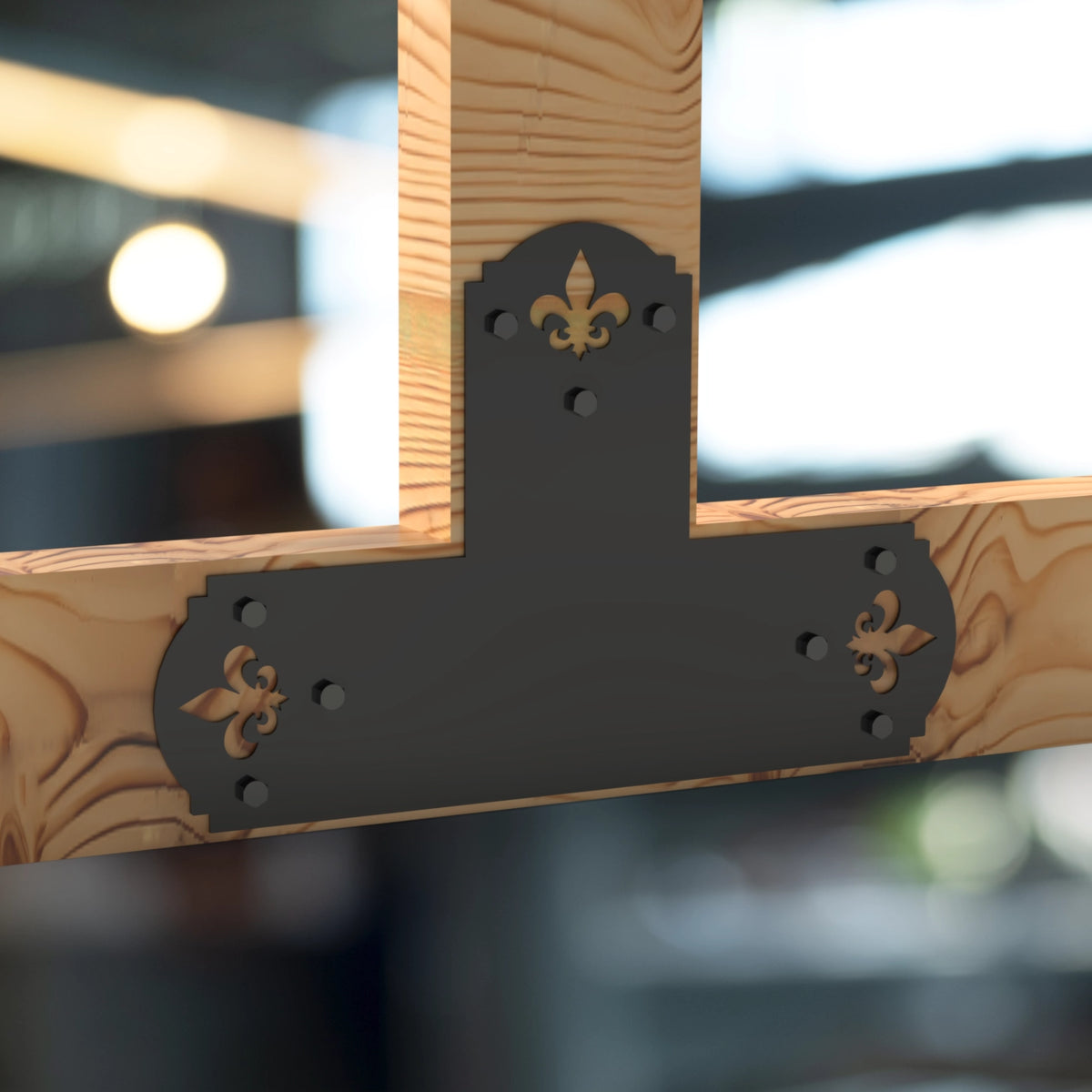 T Bracket - Crowned Fleur De Lis - For 6 Inch Lumber | Wood Post Brackets
