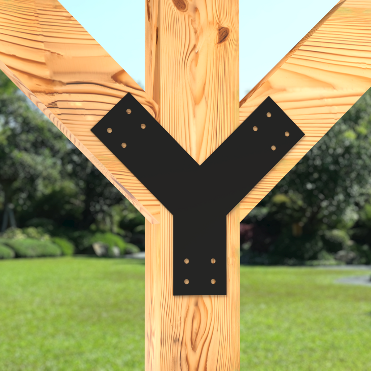 Y Bracket - Industrial Style - For 6 Inch Post | Wood Post Brackets