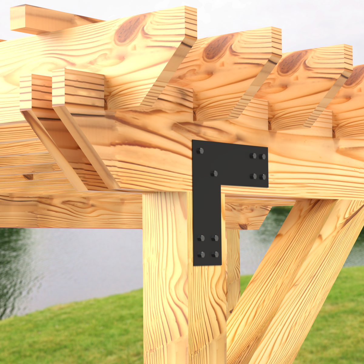 L Bracket - Industrial Style - 6 Inch Lumber | Wood Post Brackets