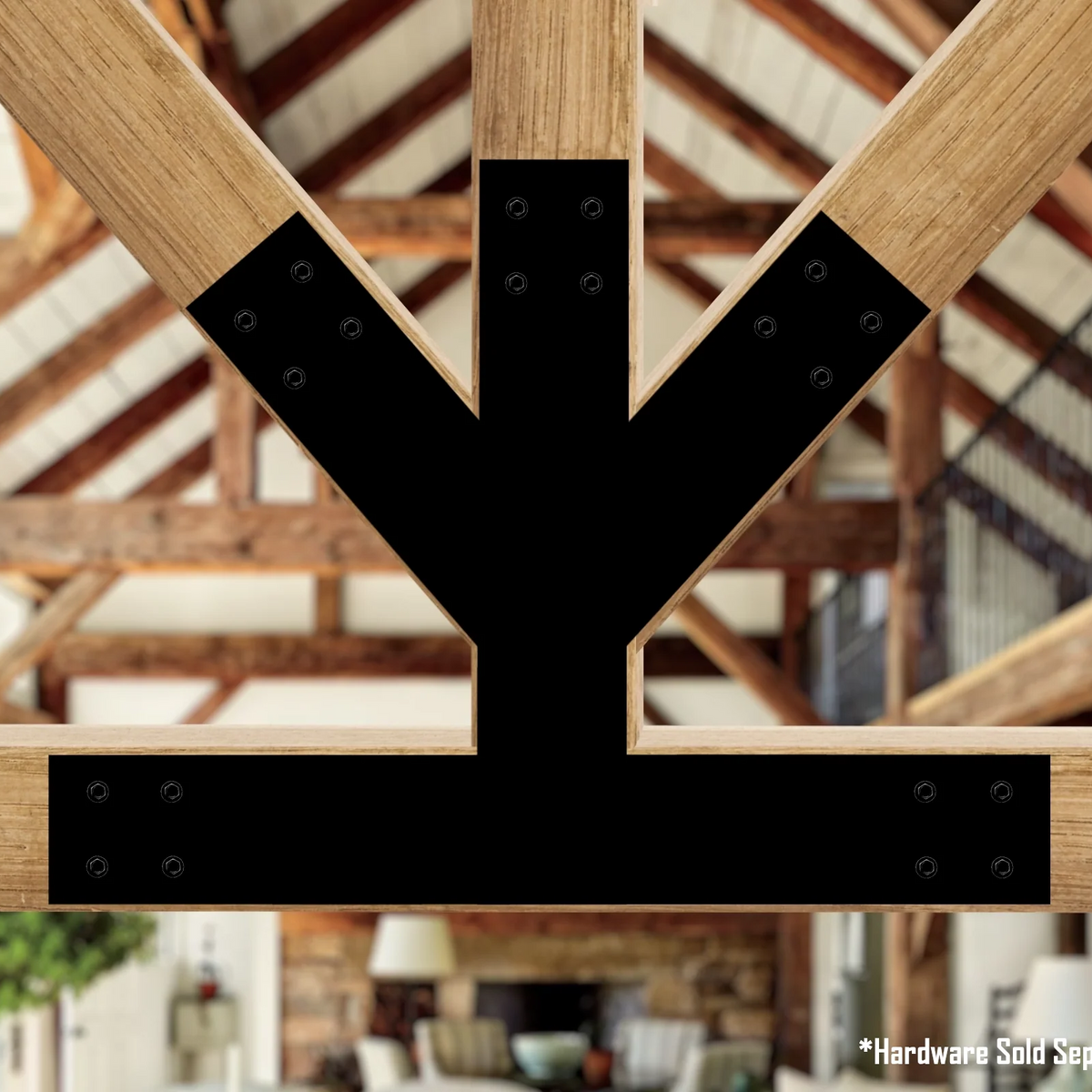 Custom Gable Bracket for Exposed Truss, V Top | Wood Post Brackets
