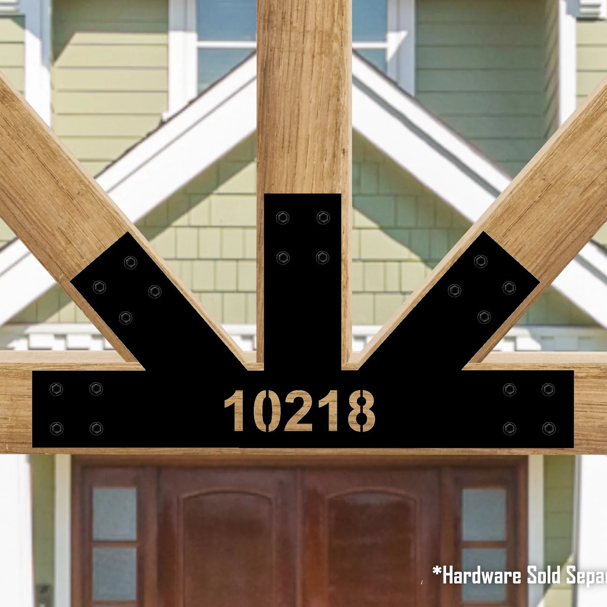 Custom Gable Bracket with Address for Exposed Truss, Offset Bottom ...