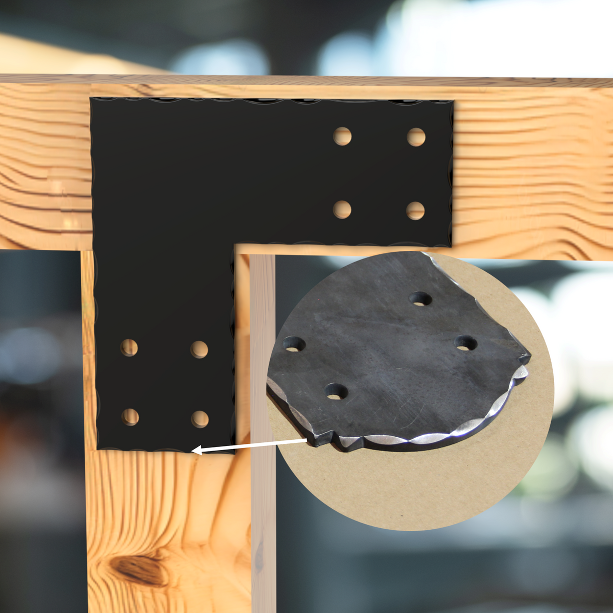 L Bracket - Scalloped Edges - 8 Inch Lumber | Wood Post Brackets