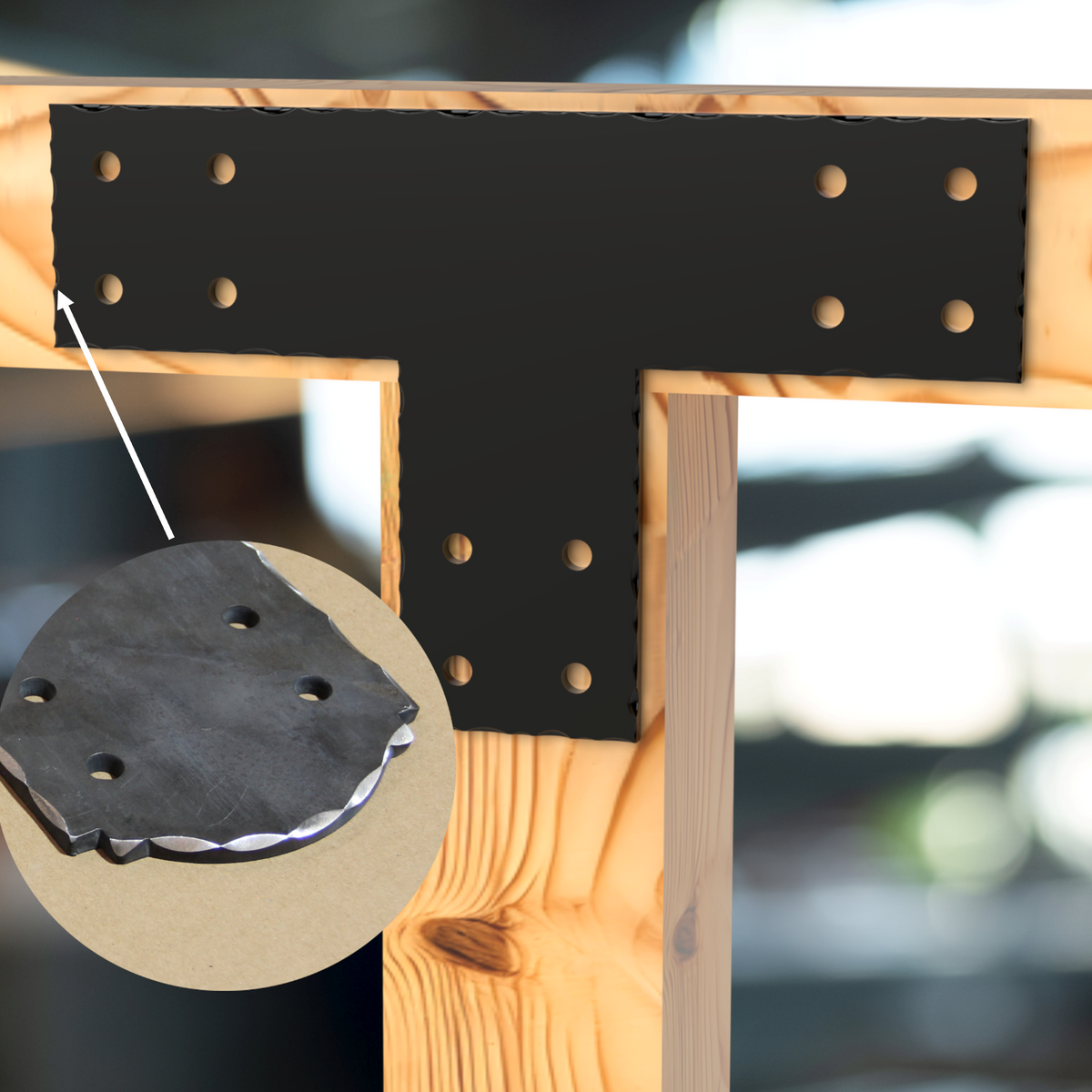 T Bracket - Scalloped Edges - 4 Inch Lumber | Wood Post Brackets